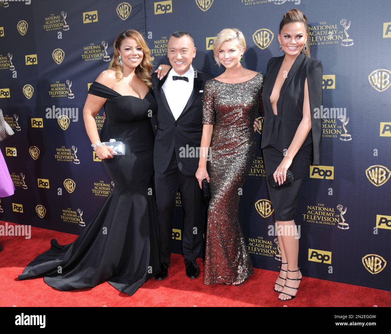 Lauren Makk, from left, Joe Zee, Leah Ashley, and Chrissy Teigen arrive ...