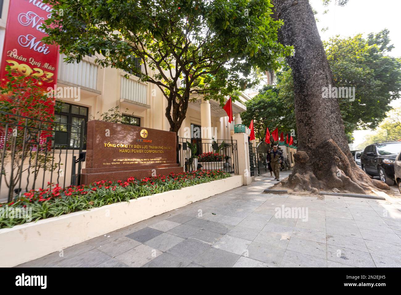 Hanoi, Vietnam, January 2023. external view of the Hanoi Power Corporation headquarers building ...