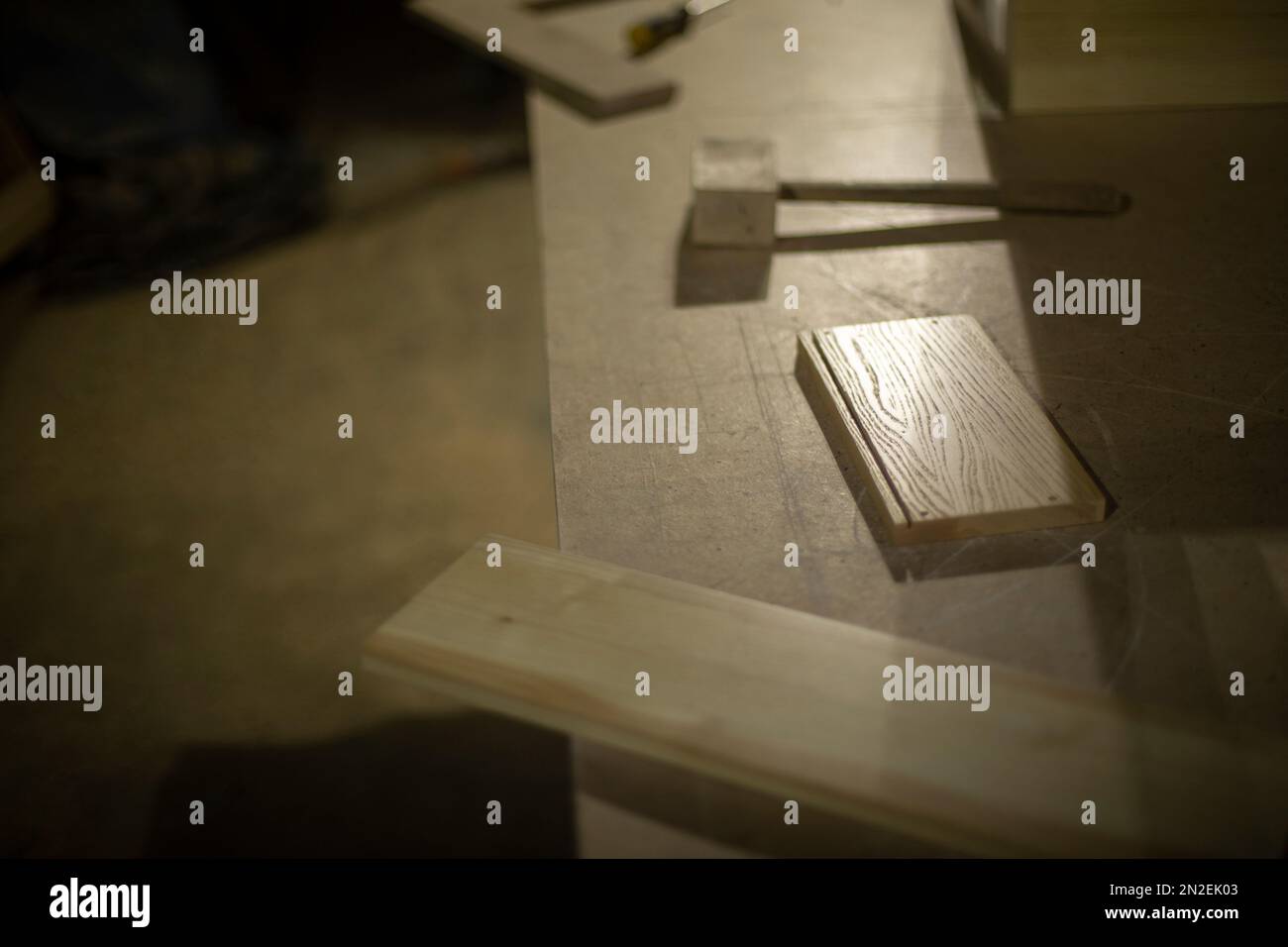 Items in garage. Workplace for creating structure. Production shop ...