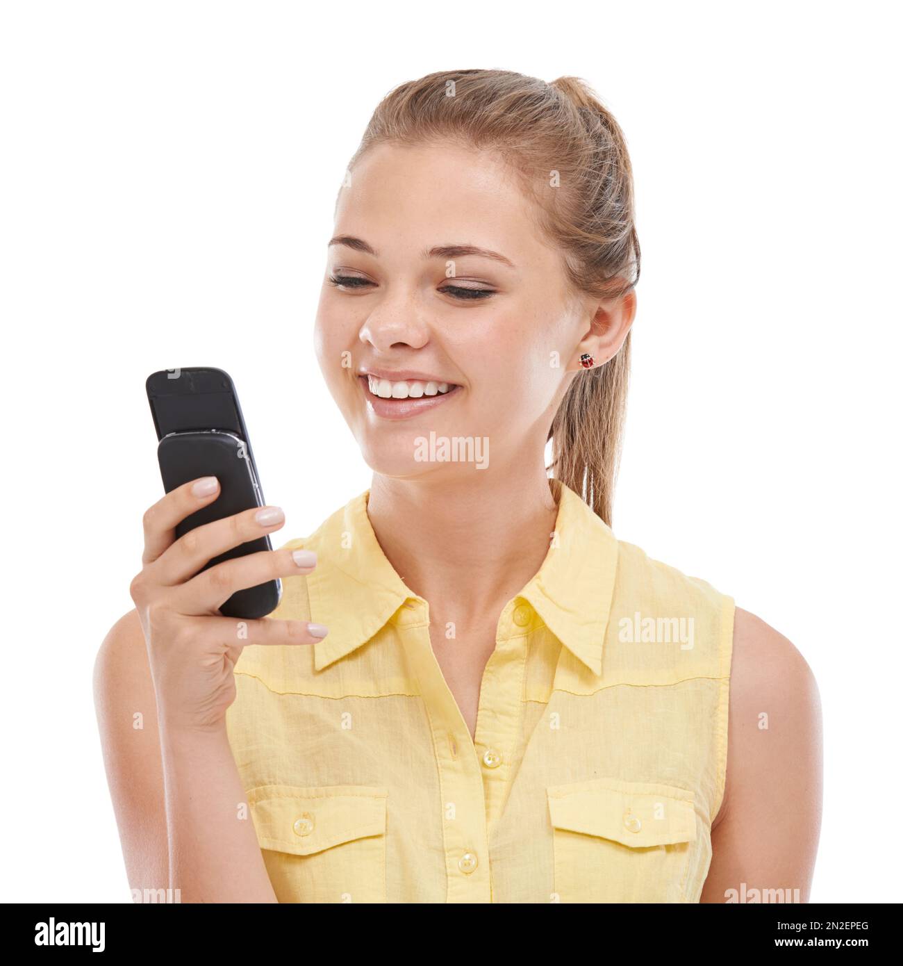 Cute teenager sending messages hi-res stock photography and images - Alamy