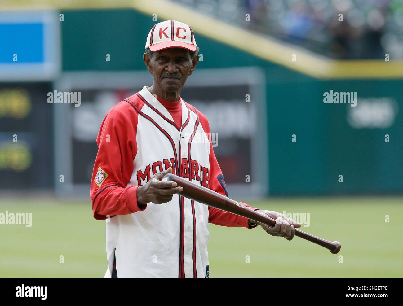 Former Negro League baseball player Jake Sanders is honored during a ...