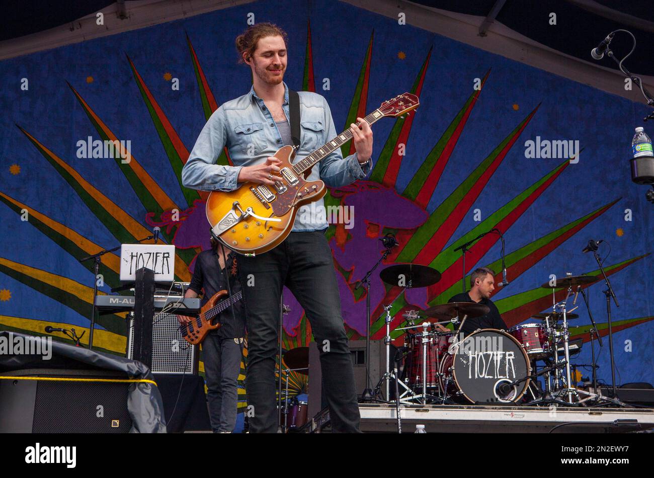 Irish musician Andrew Hozier-Byrne performs as Hozier with his band at ...