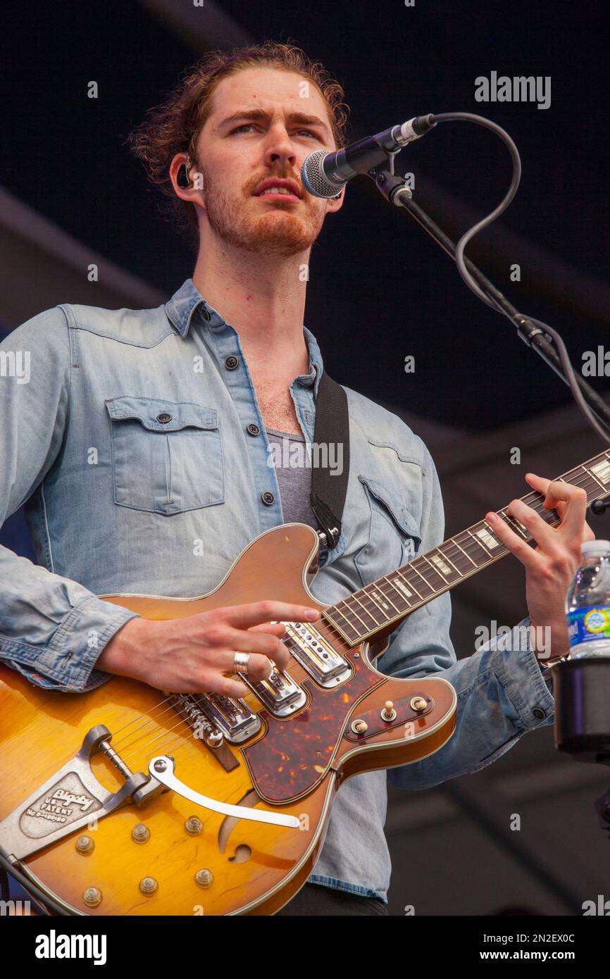 Irish musician Andrew Hozier-Byrne performs as Hozier with his band at ...
