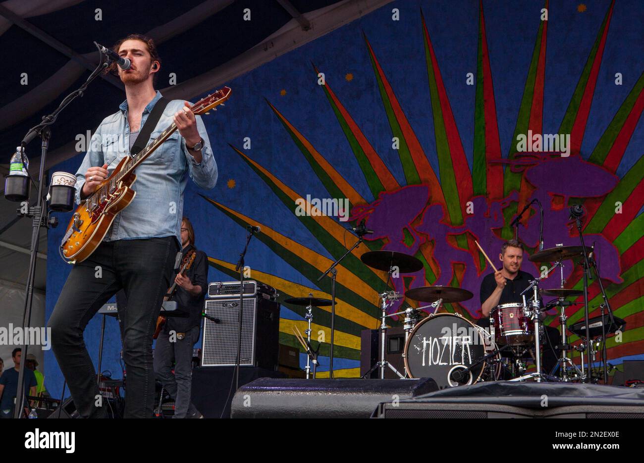 Irish musician Andrew Hozier-Byrne performs as Hozier with his band at ...