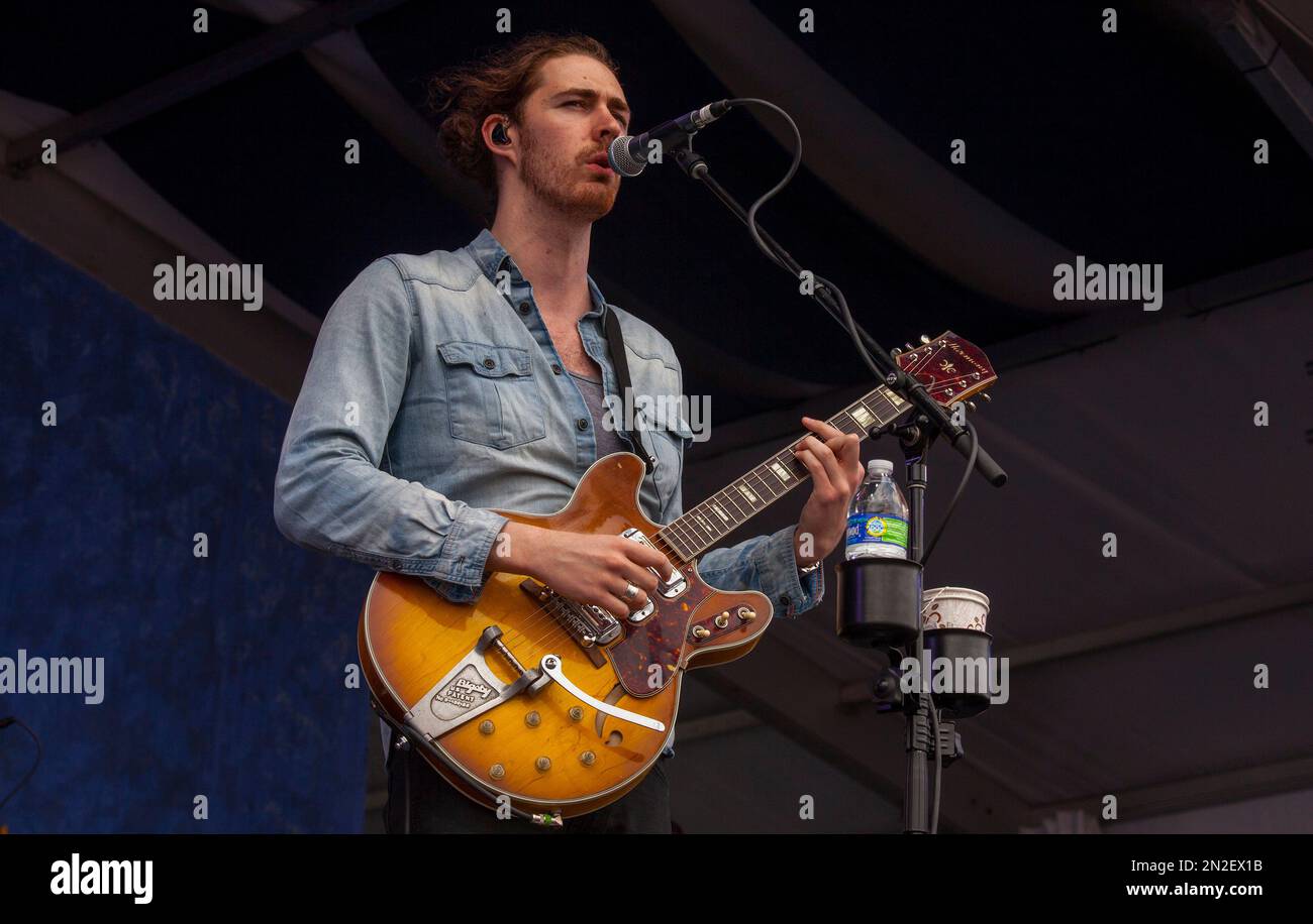 Irish musician Andrew Hozier-Byrne performs as Hozier with his band at ...