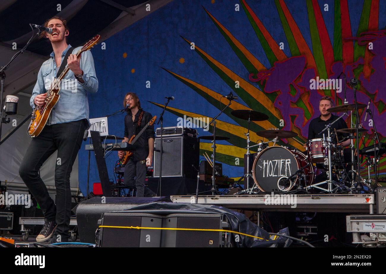 Irish musician Andrew Hozier-Byrne performs as Hozier with his band at ...