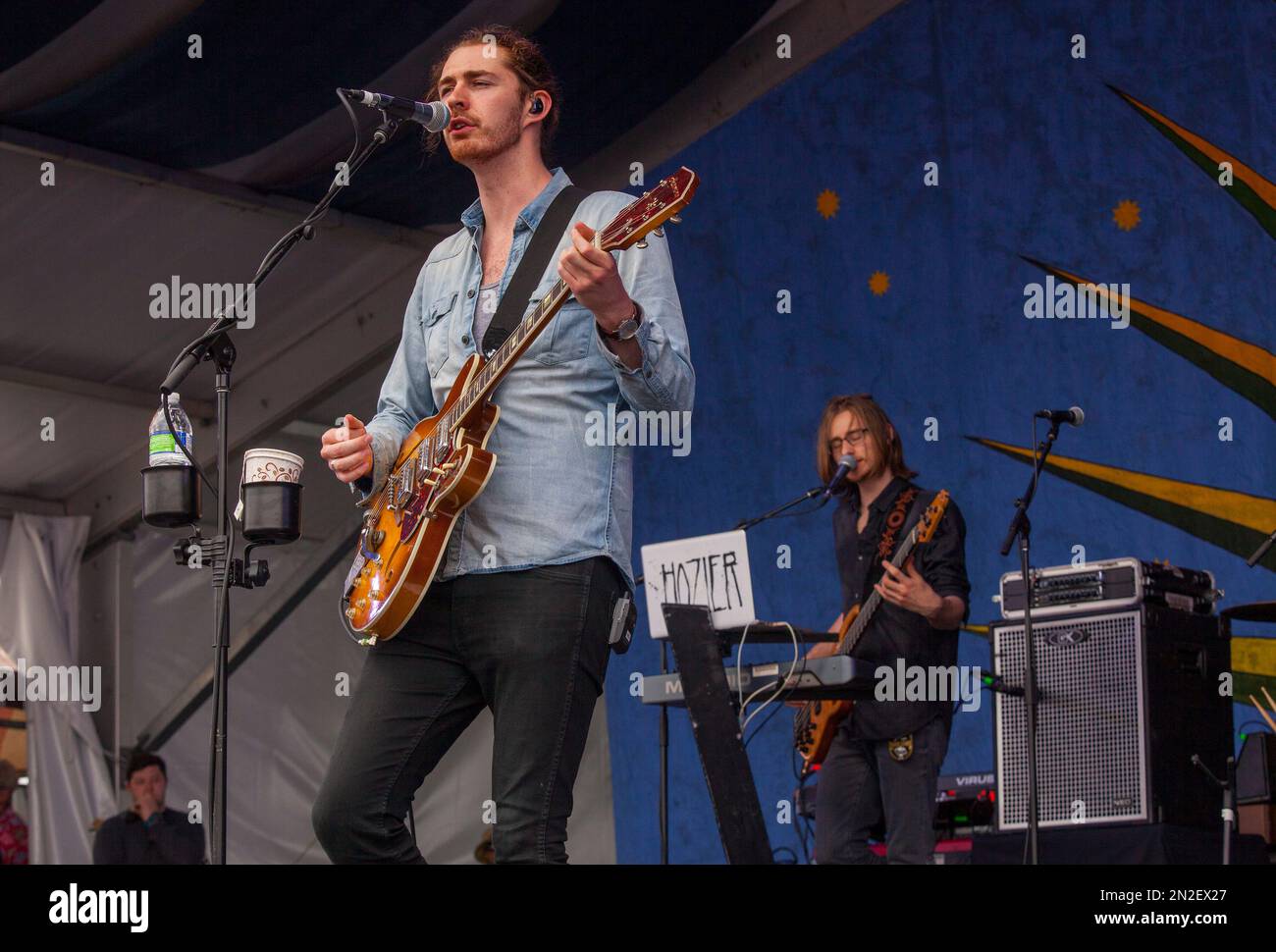Irish musician Andrew Hozier-Byrne performs as Hozier with his band at ...