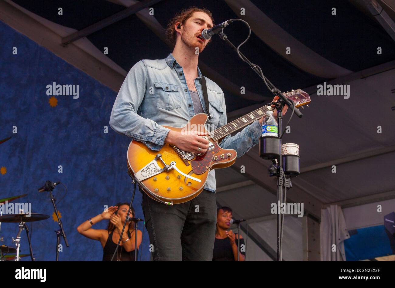 Irish musician Andrew Hozier-Byrne performs as Hozier with his band at ...