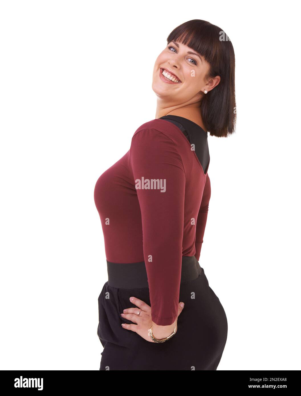 She just exudes confidence. a beautiful plus size model isolated on ...