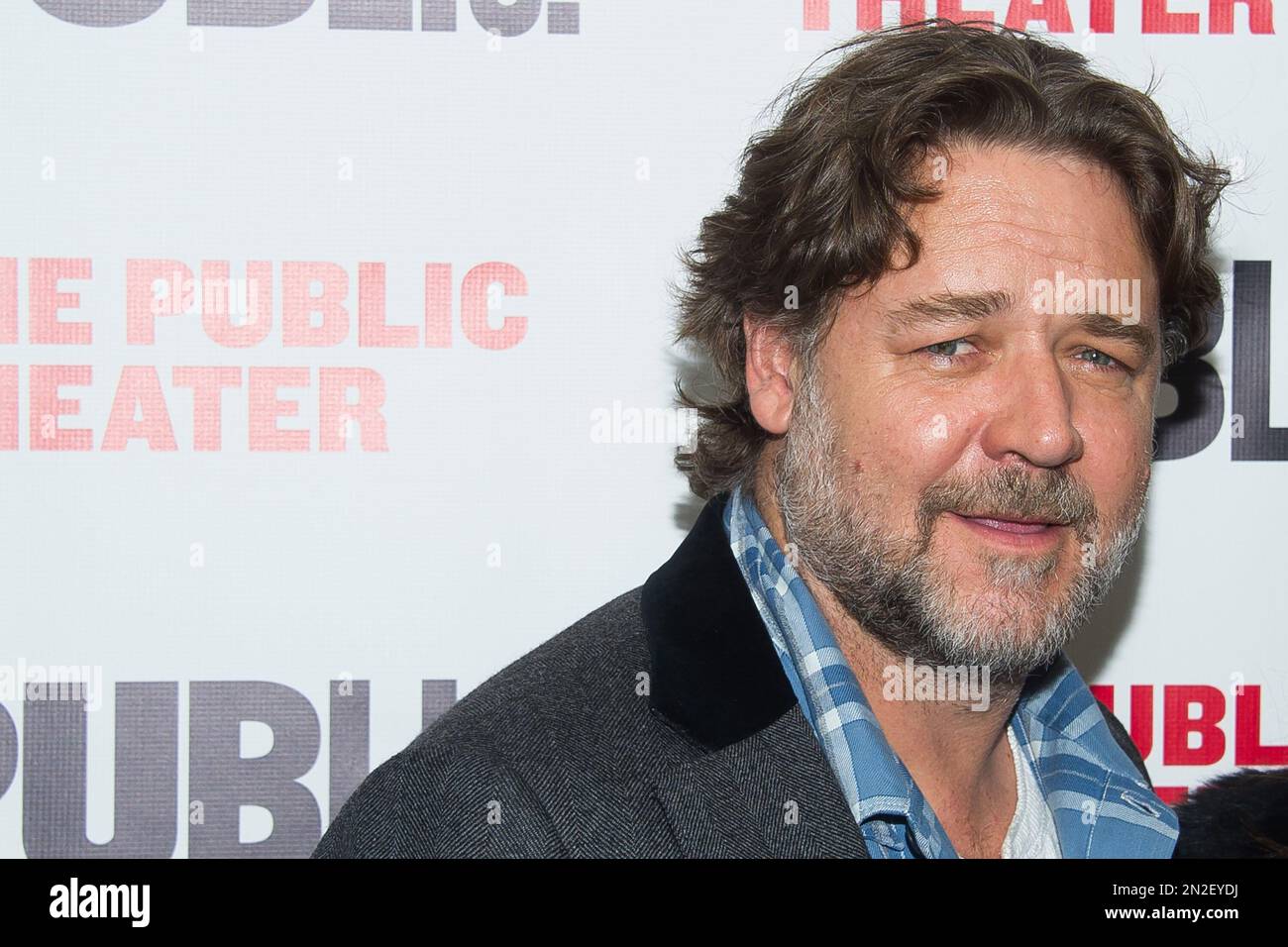 Russell Crowe attends the "Grounded" celebration at The Public Theater ...
