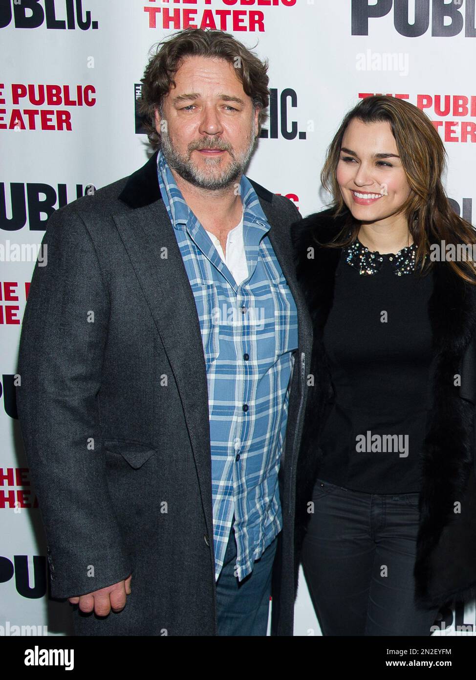 Russell Crowe and Samantha Barks attend the "Grounded" celebration at ...