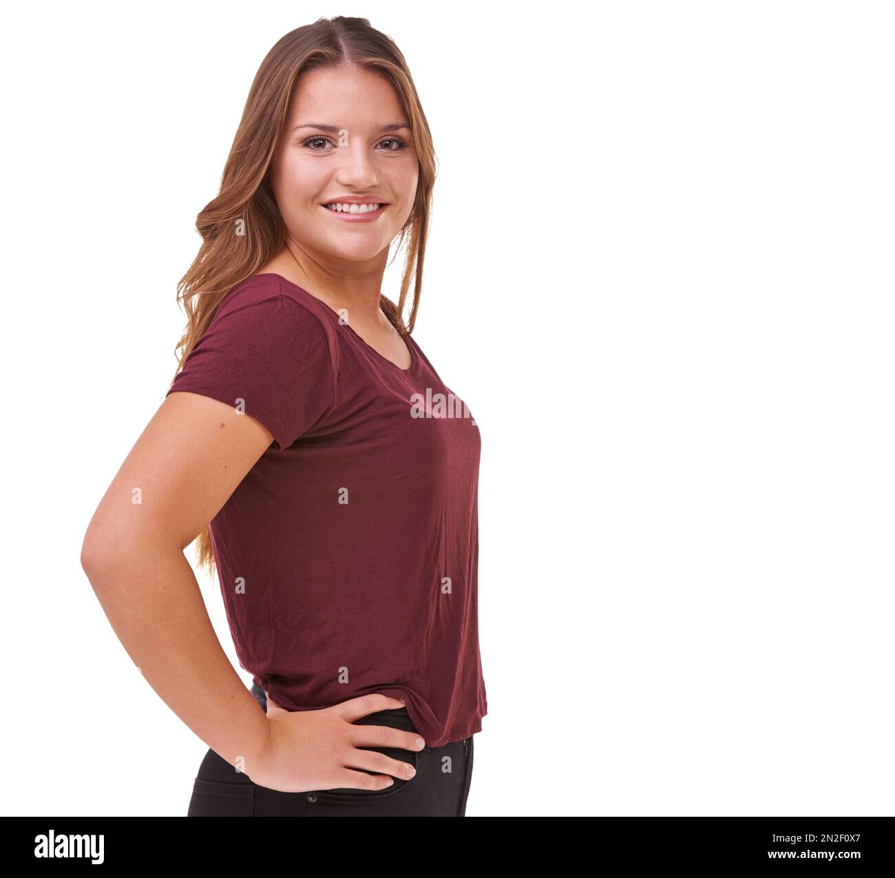 She just exudes confidence. a beautiful plus size model isolated on ...