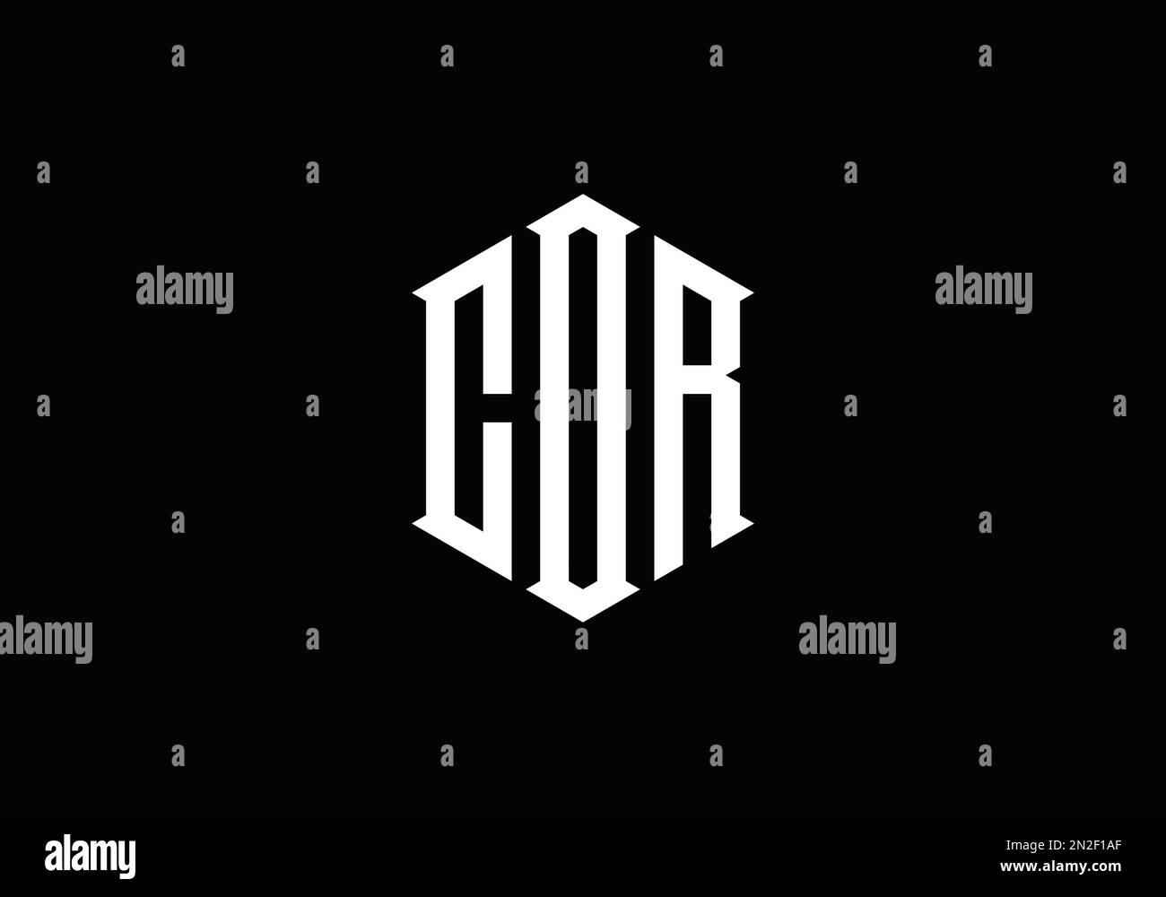 Alphabet COR illustration monogram vector logo template in silver color ...