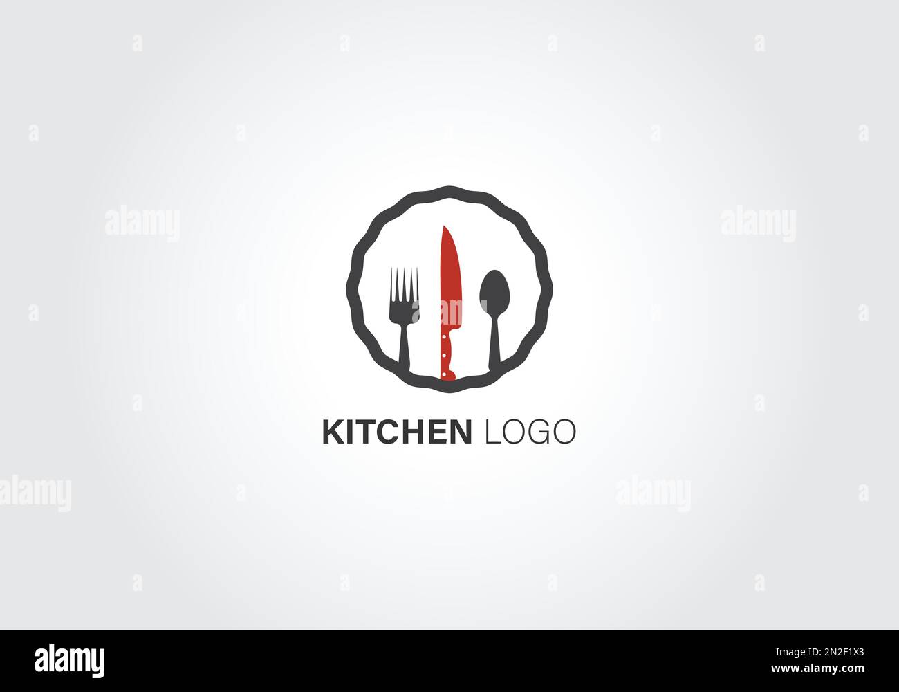 Restaurant logo with spoon and fork icon, the modern concept of lines ...