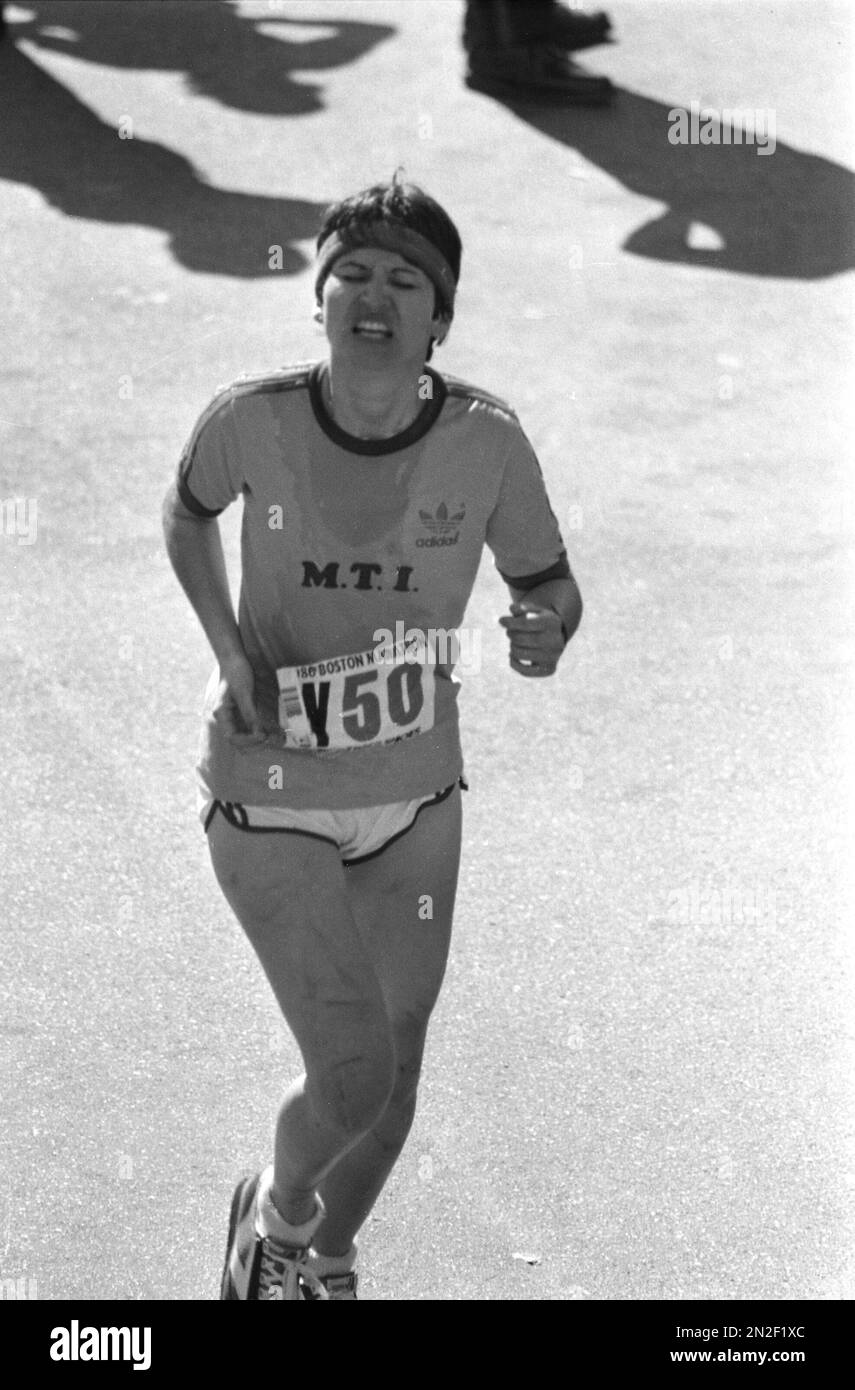 Rosie Ruiz, a Manhattan office worker, crosses the finish line in the ...