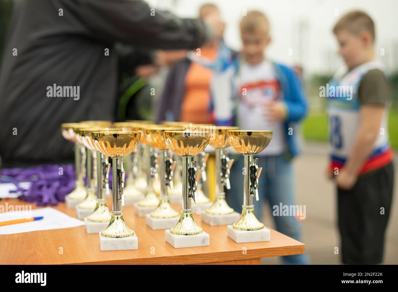 Gold Cups. Winning in sports. Award for winners. Sports competition ...