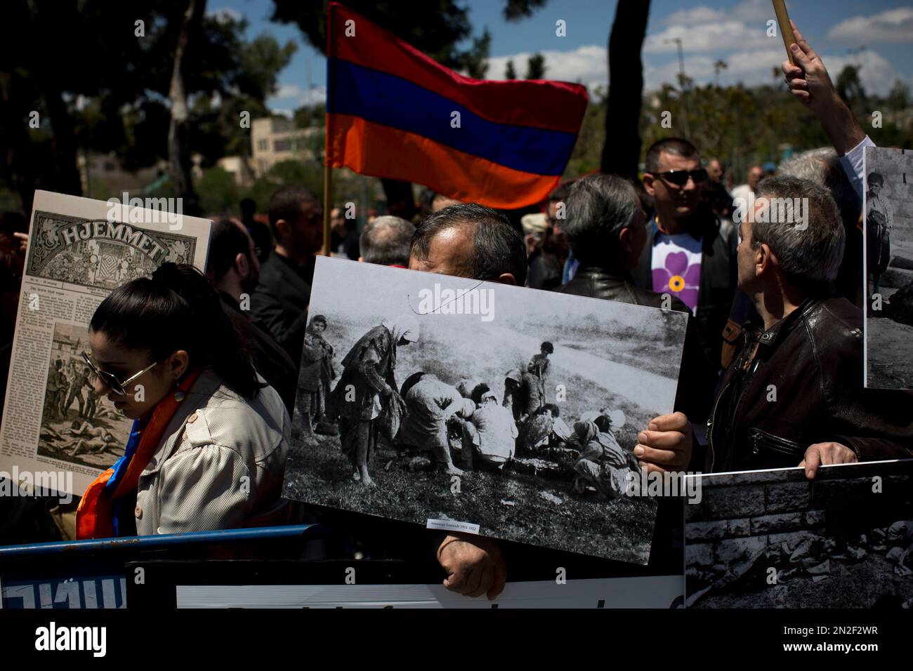 Armenians demonstrate in front of the Turkish consulate to commemorate ...