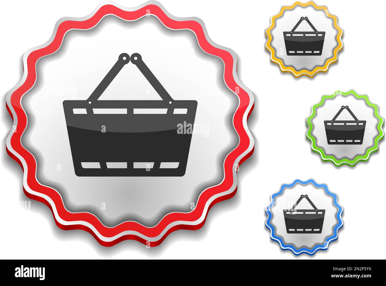 Label with icon of a shopping basket, vector eps10 illustration Stock ...