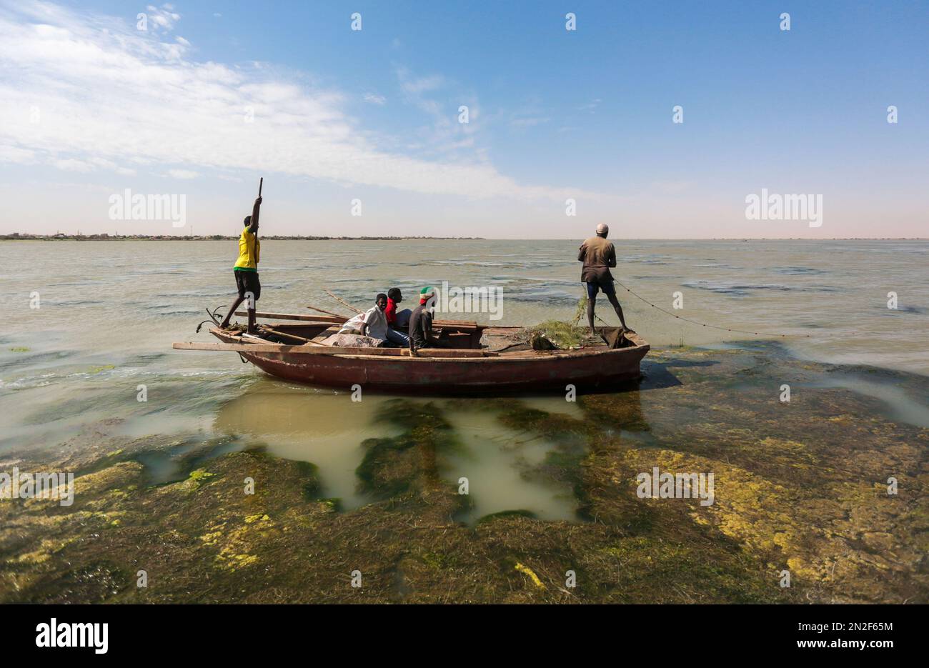 In this Wednesday, April 15, 2015 photo, Sudanese fishermen sail ...