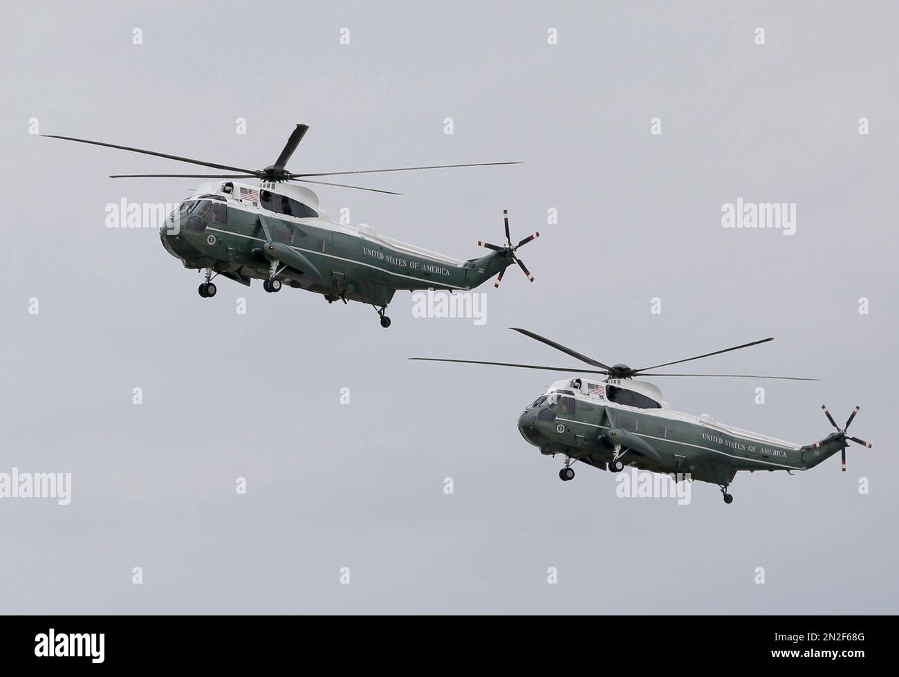 Two Sikorsky VH-3D Sea King helicopters with Marine Helicopter Squadron ...