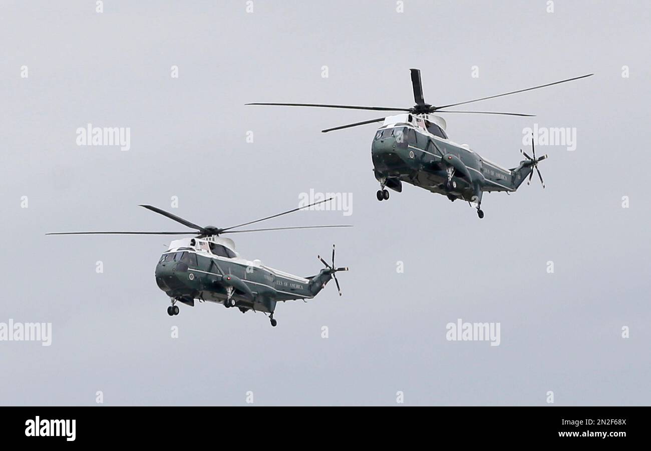 Two Sikorsky VH-3D Sea King helicopters with Marine Helicopter Squadron ...