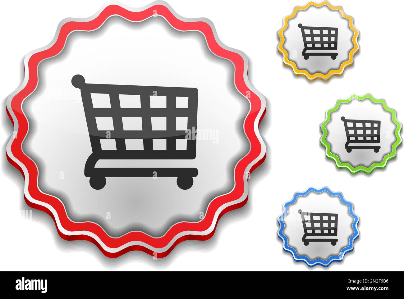 Label with icon of a shopping cart, vector eps10 illustration Stock ...