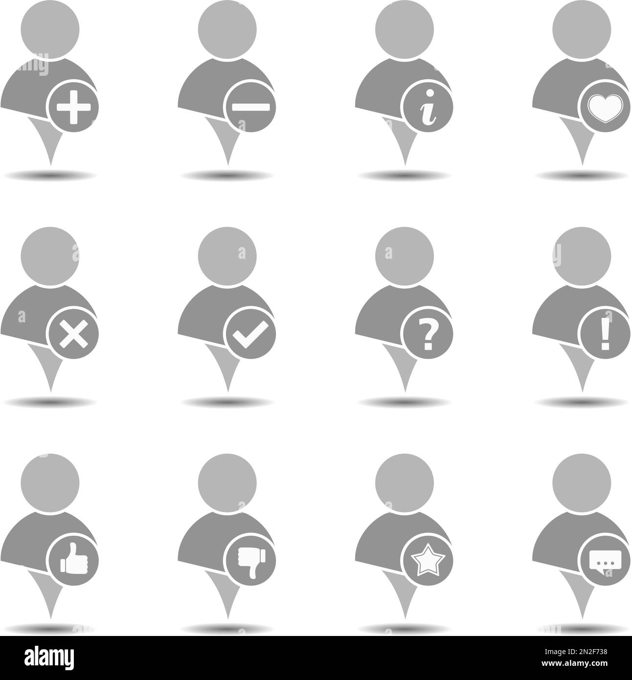 Simple icon of a user with different symbols, vector eps10 illustration ...