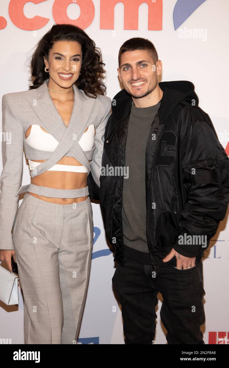 Paris, France. 07/02/2023, Jessica Aidi and Marco Verratti (playeur of ...
