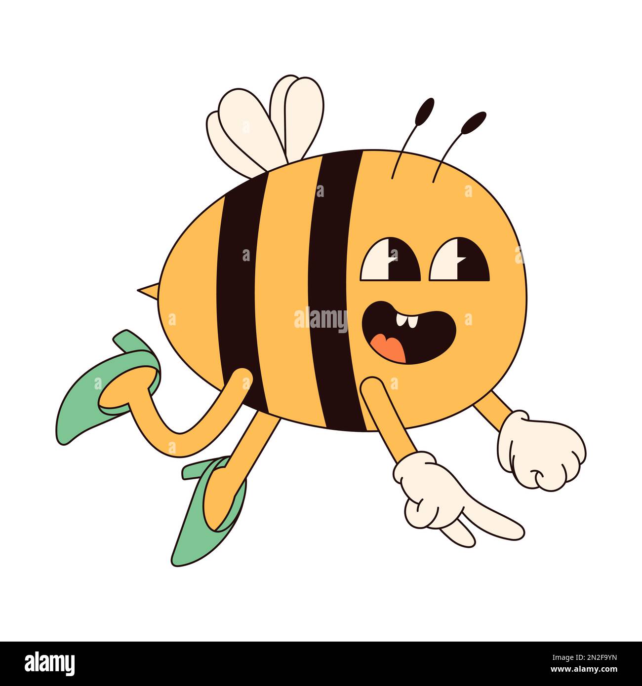 Groovy hippie Happy Easter character. Easter bee in trendy retro 60s ...