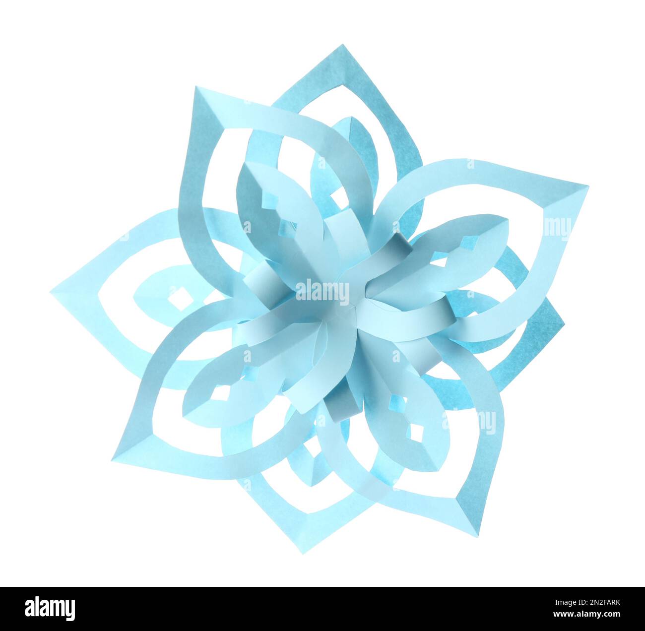 Beautiful light blue paper snowflake isolated on white Stock Photo - Alamy