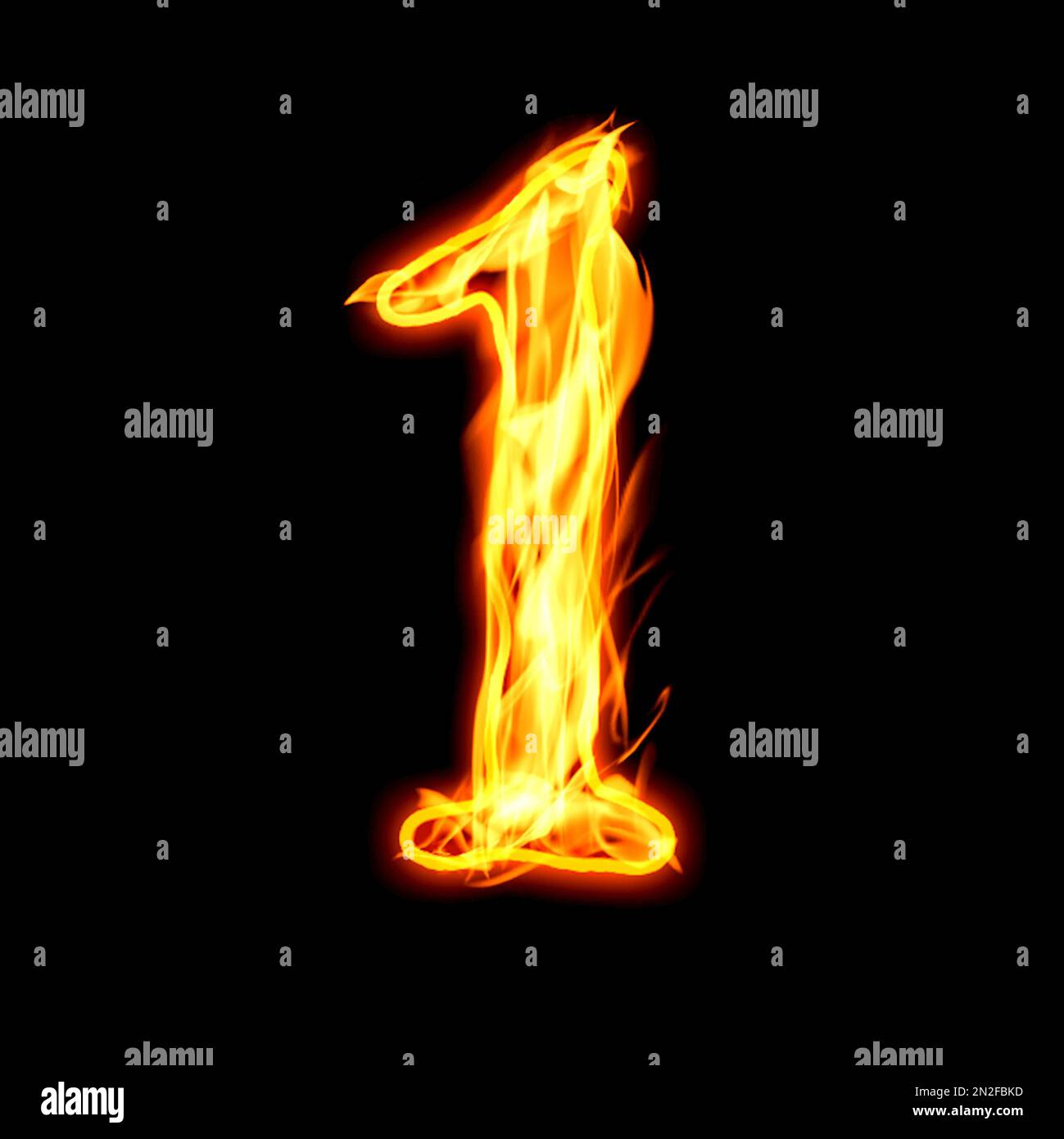 Flaming 1 on black background. Stylized number design Stock Photo - Alamy