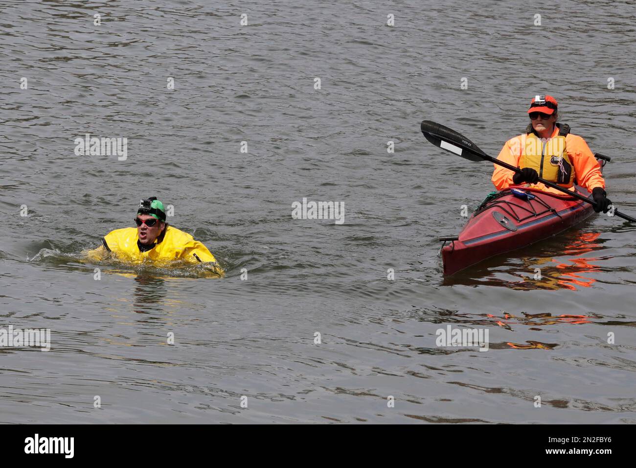 Clean-water advocate Christopher Swain swims the Gowanus Canal, in the ...