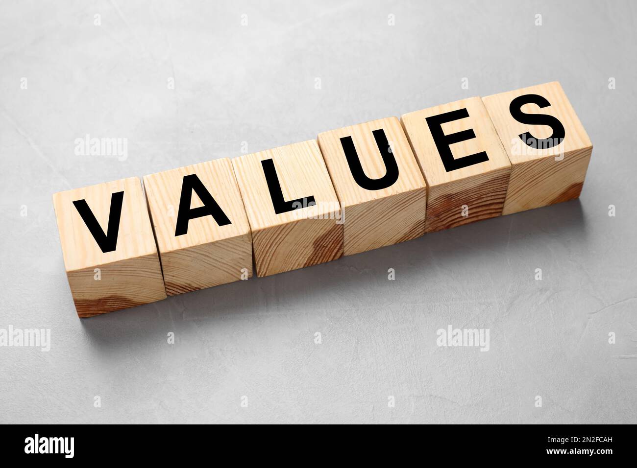 Cubes with word VALUES on grey background Stock Photo - Alamy