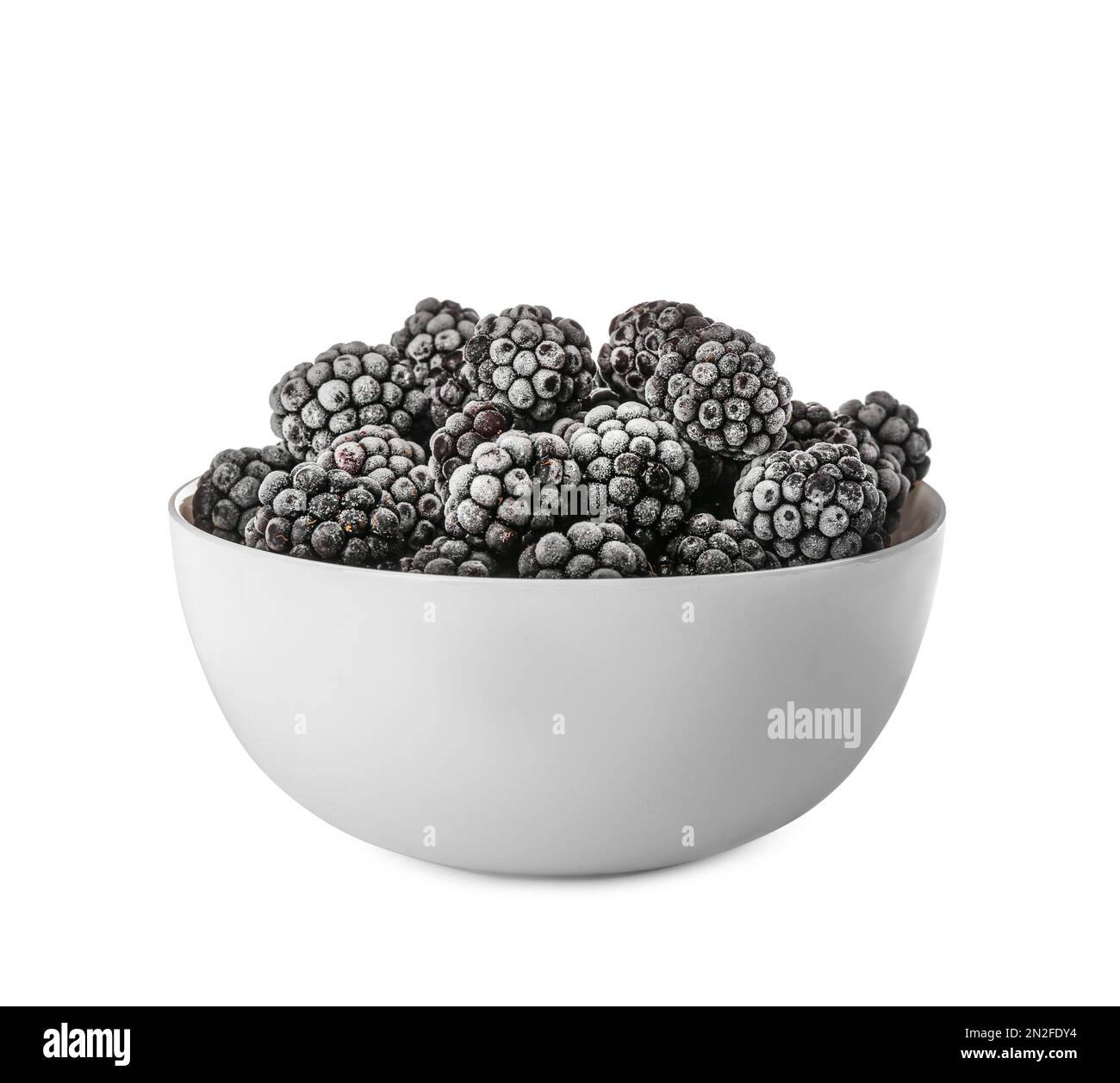 Tasty frozen blackberries in bowl isolated on white Stock Photo - Alamy