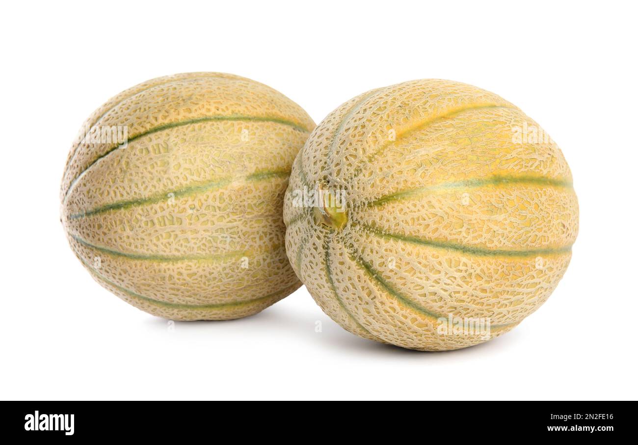 Tasty fresh ripe melons isolated on white Stock Photo - Alamy