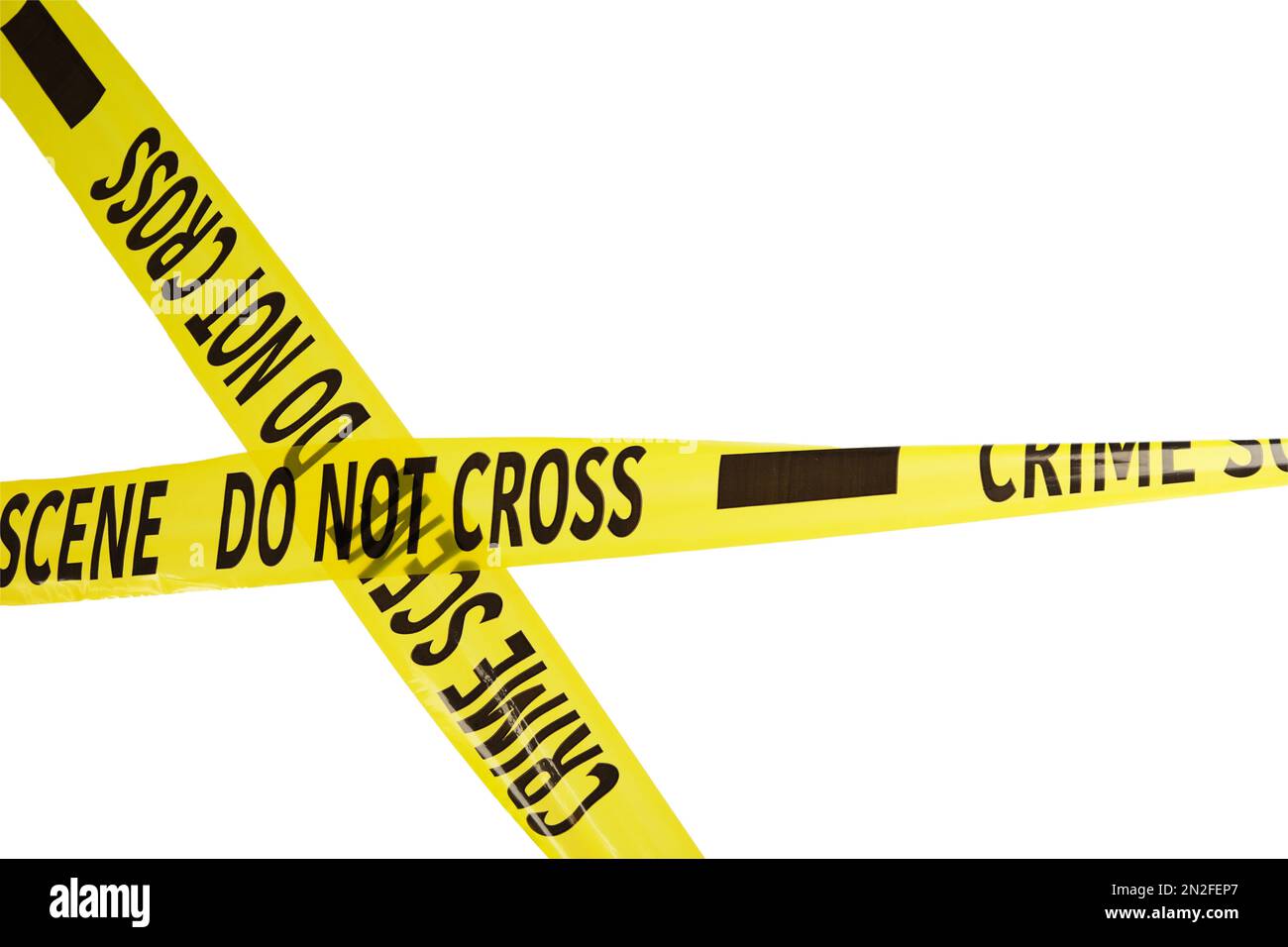 Yellow crime scene tapes isolated on white Stock Photo - Alamy