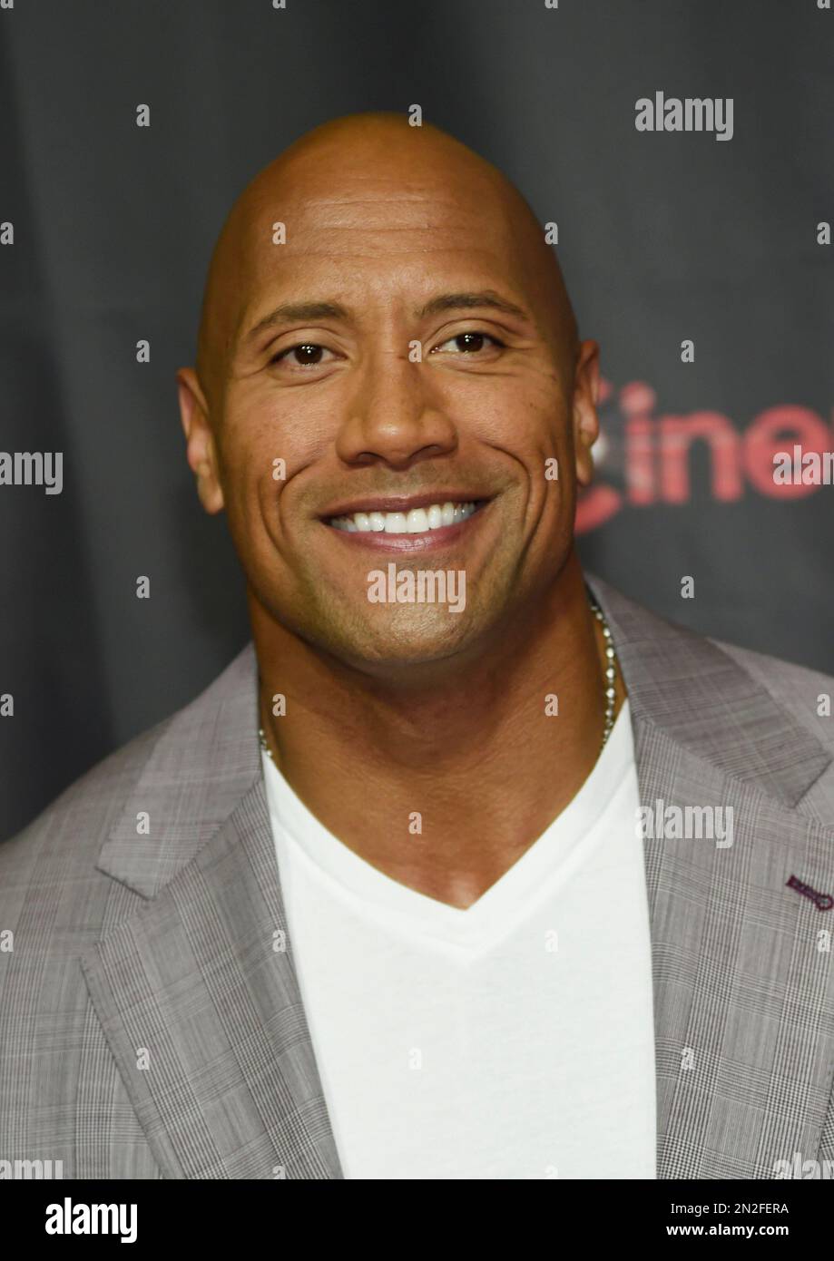 Dwayne Johnson, a cast member in the upcoming film "San Andreas," poses ...