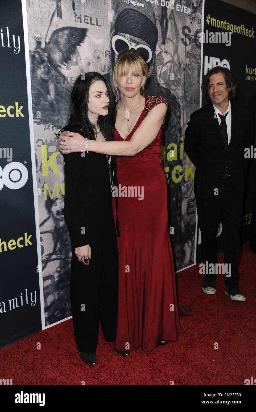 Frances Cobain, left, and Courtney Love, and Director Brett Morgen ...