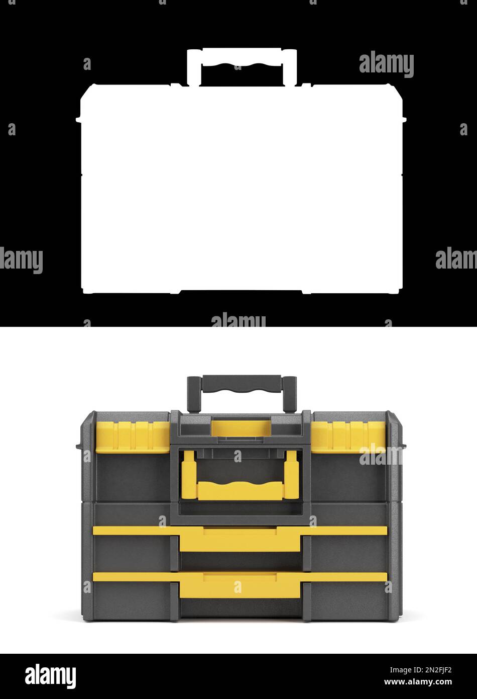 Large professionsl tools case front view 3d render on white with alpha ...