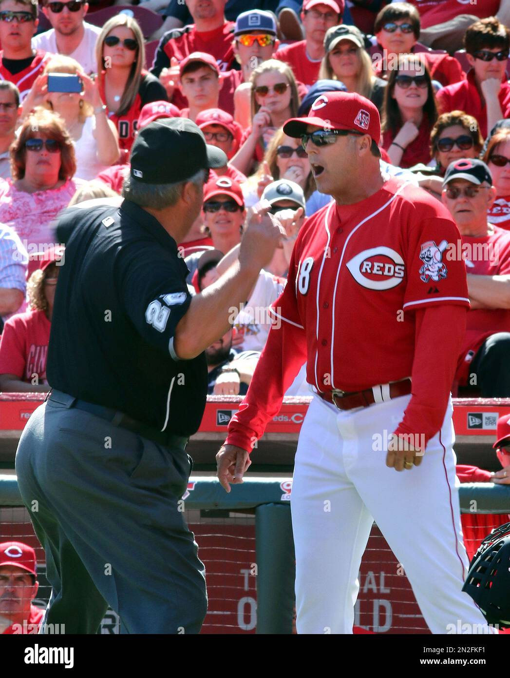 FILE - In this Sunday, April 12, 2015, file photo, Cincinnati Reds ...