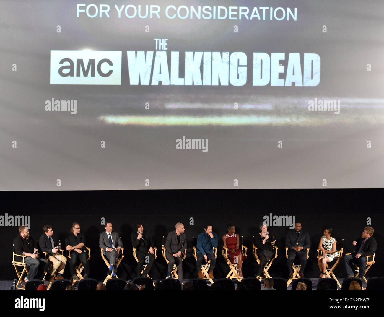 Robert Kirkman, and from left, Scott M. Gimple, Gregory Nicotero ...