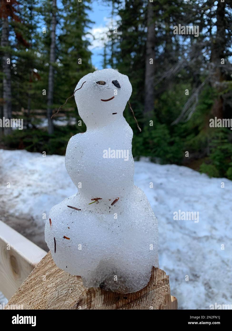 A funny happy human shape of ice snow in the park Stock Photo - Alamy