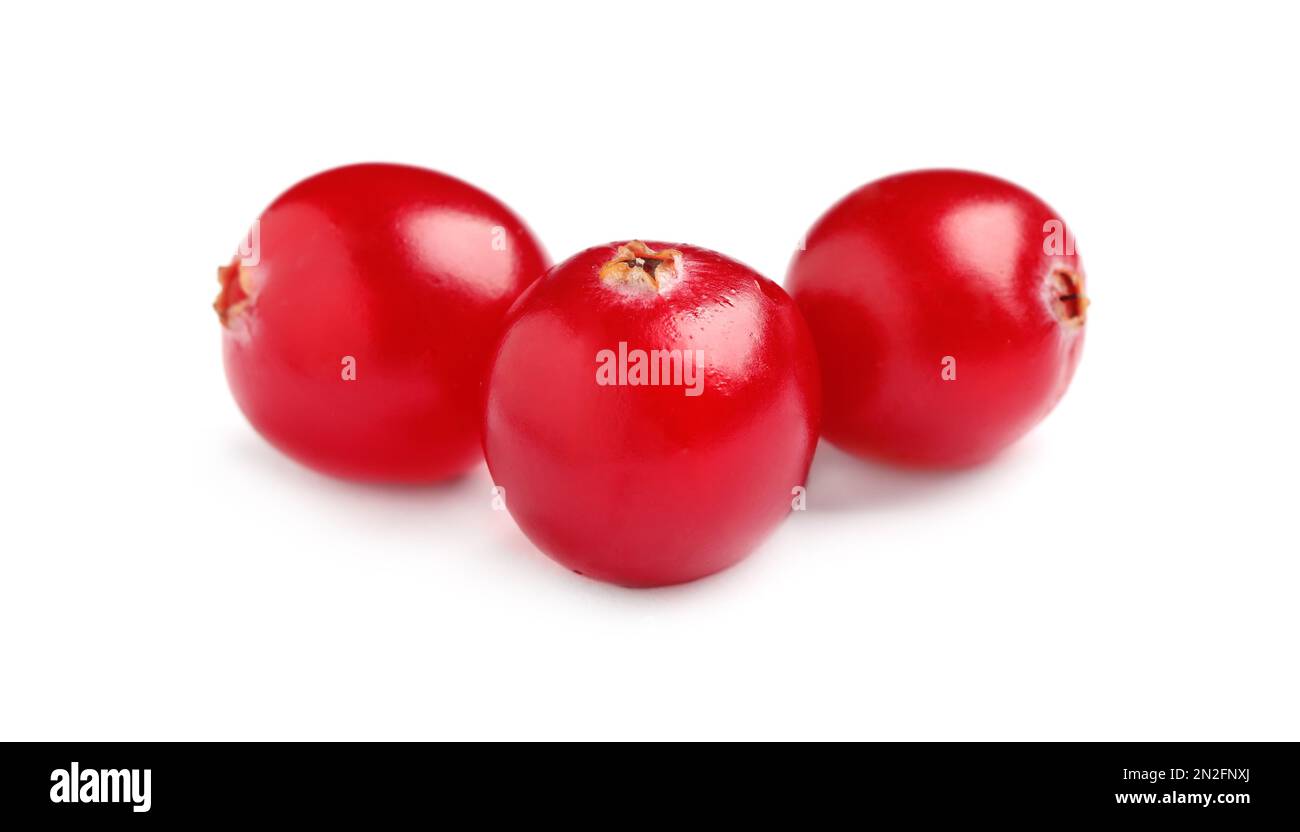 Fresh red cranberries on white background. Healthy snack Stock Photo ...