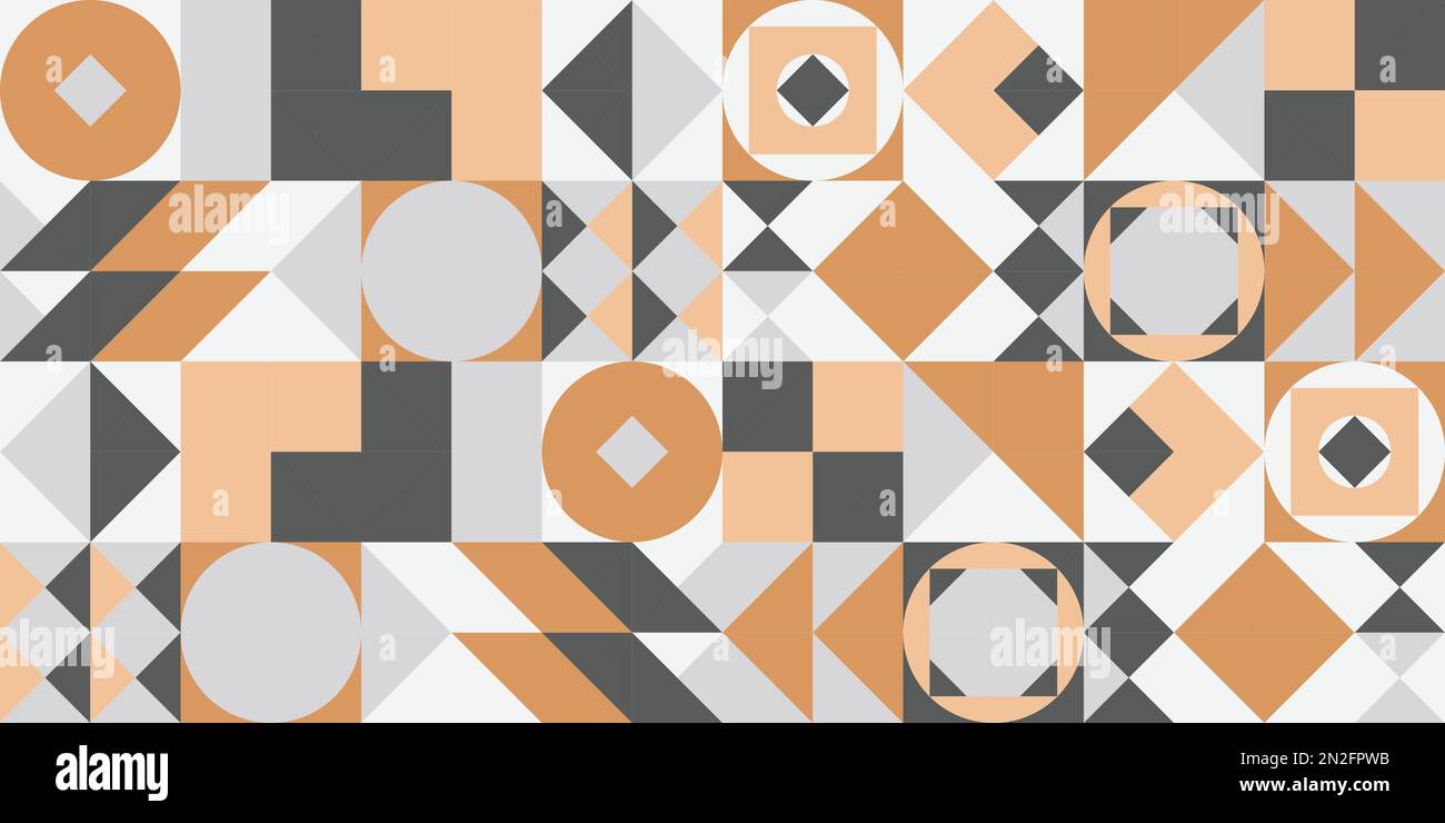Mid century geometric shapes abstract pattern in neutral colors. Simple ...