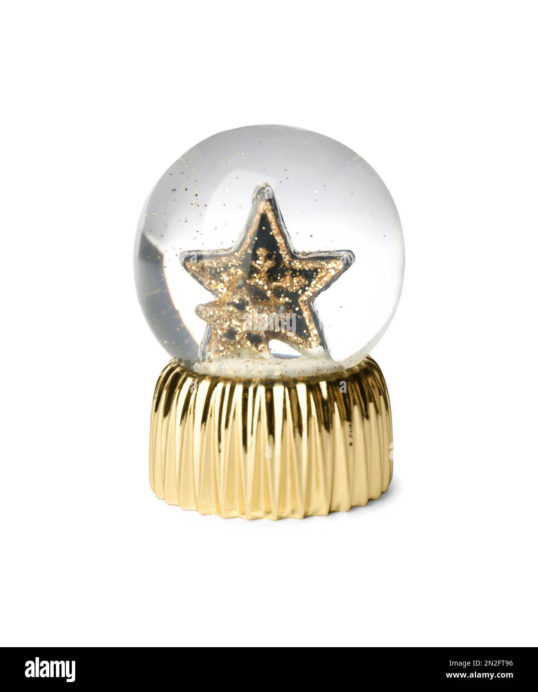 Beautiful snow globe with stars isolated on white Stock Photo - Alamy