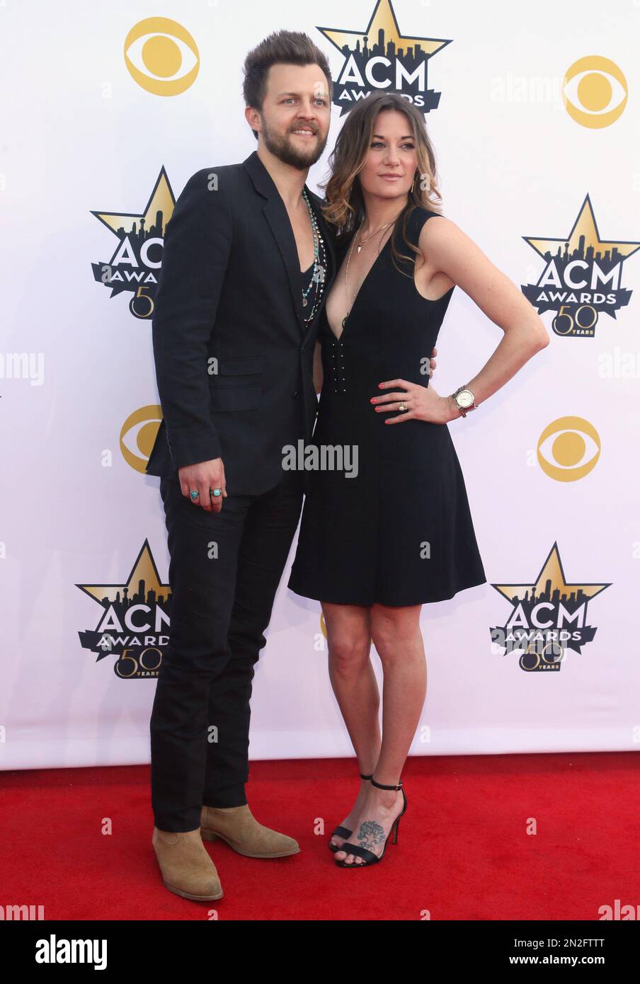 Bryan Dawley, left, and Rachel Beauregard, of Native Run, arrive at the ...