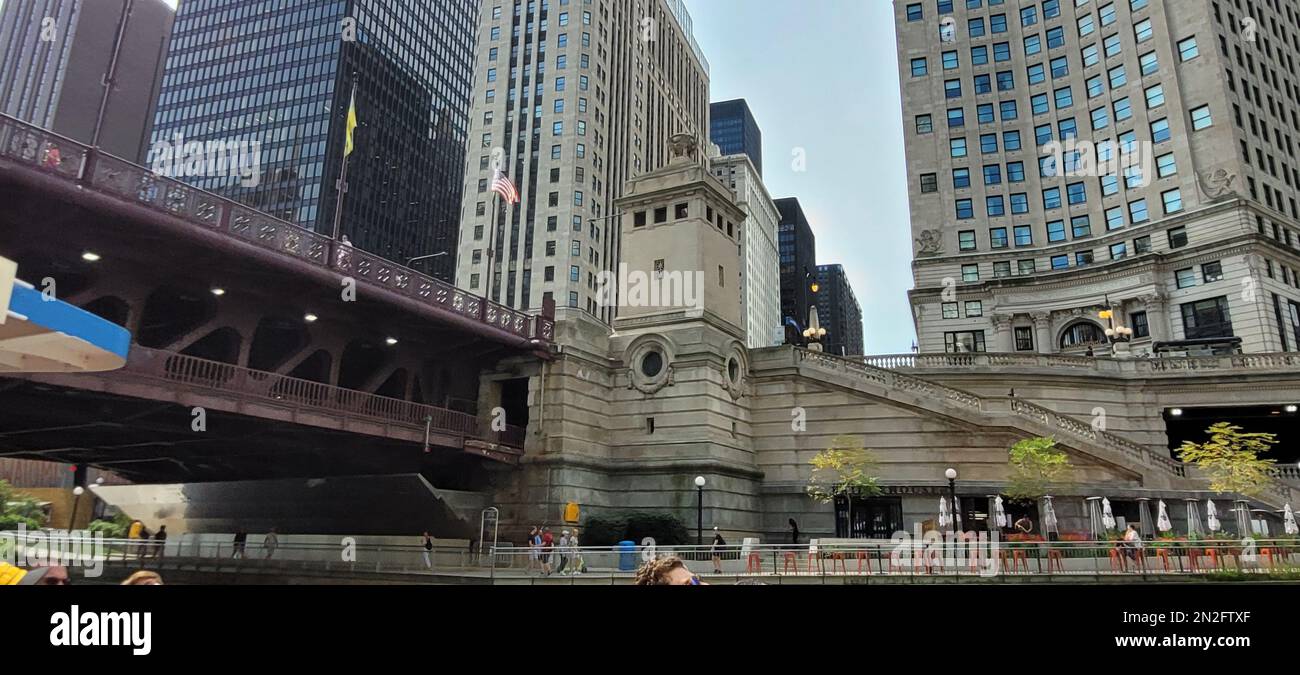 A panoramic view of McCormick Bridgehouse and Chicago River Museum in ...