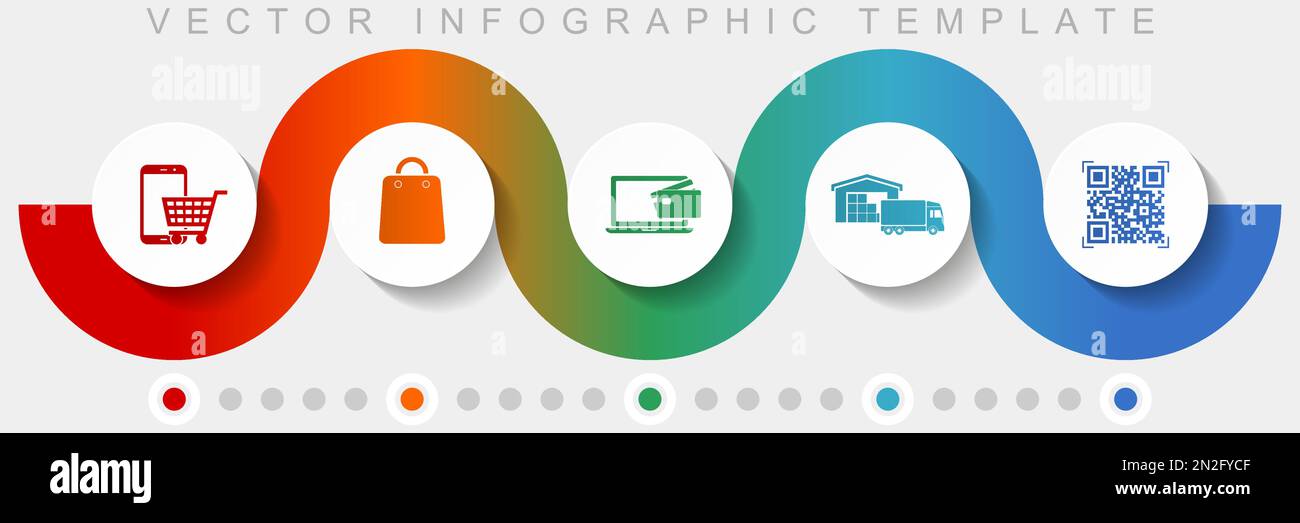 Online store infographic vector template with icon set, miscellaneous ...