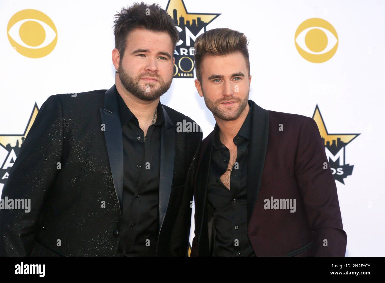 Zach Swon, left, and Colton Swon, of The Swon Brothers, arrive at the ...