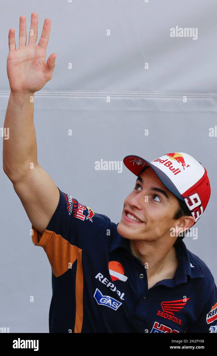 Spain's Marc Marquez waves to fans after the MotoGP race of Argentina's ...